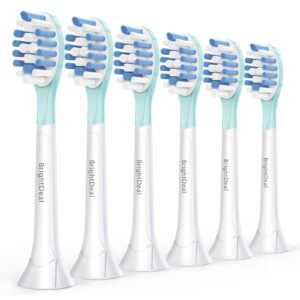 brightdeal replacement heads for philips sonicare protectiveclean 4100 5100 6100 diamondclean 9500 expertclean 7500 flexcare healthywhite electric sonic toothbrush c3 g3 w3 c2 g2 brush, white, 6 pack