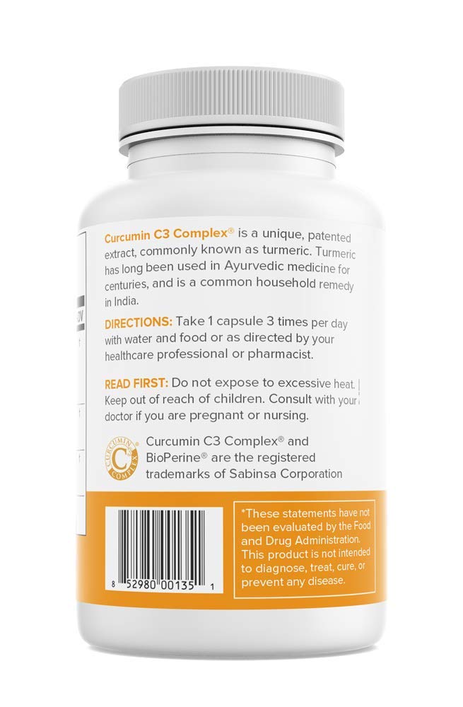 Pure Prescriptions Turmeric Curcumin C3 Complex - Bioperine for Optimum Absorption - 1500Mg Per Serving - 90 Veg Capsules - Made in USA