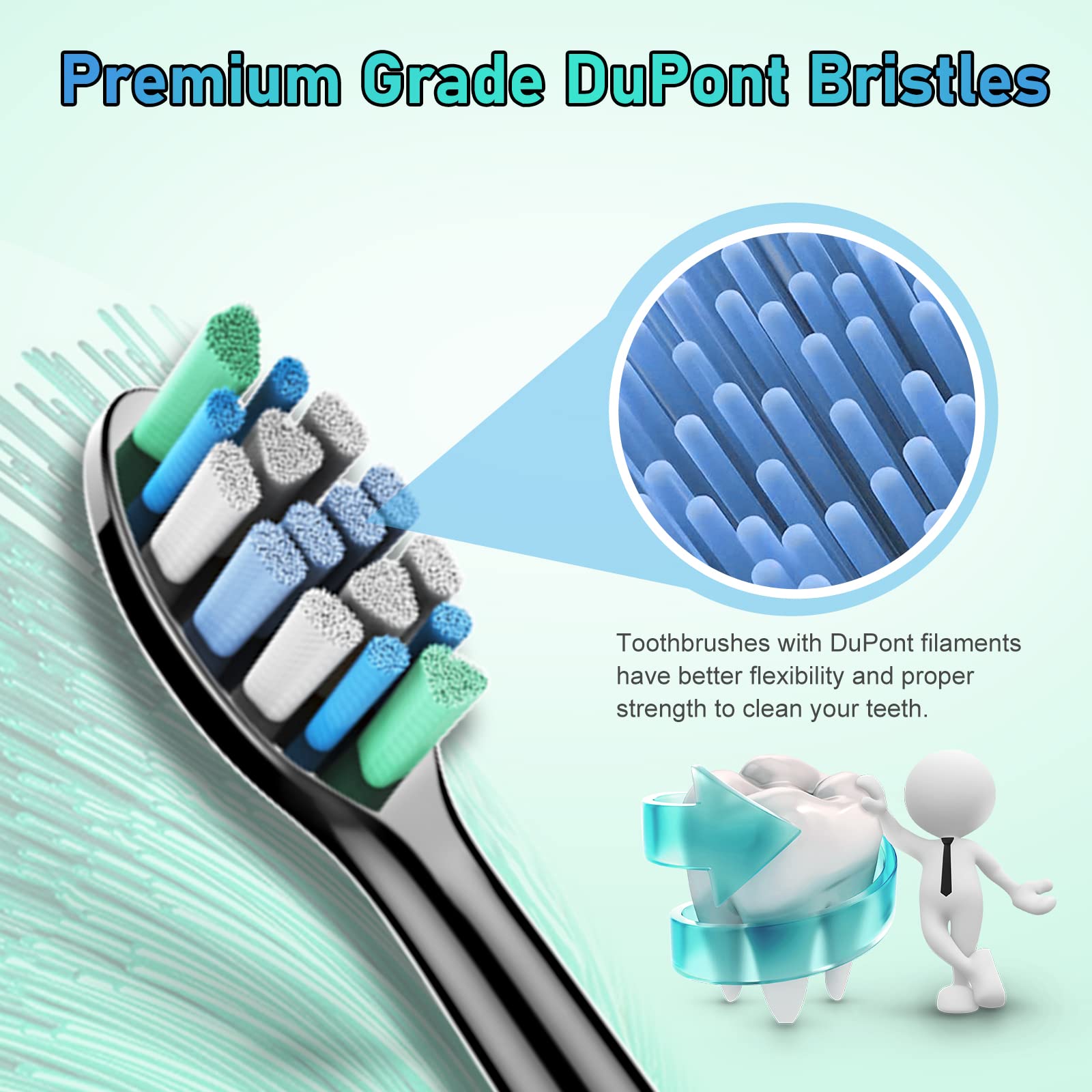 Toothbrush Replacement Heads Compatible with Philips Sonicare, 8 Pack, Electric Brush Head