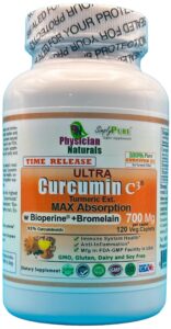 physician naturals ultra curcumin time release w bioperine 700mg 120 tabs max absorption