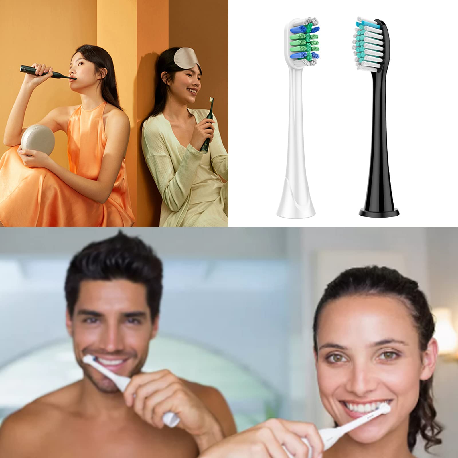 Asocrew Replacement Toothbrush Heads Compatible with Philips Sonicare for C3 C2 G2, Electric Brush Heads for Sonicare C2 Plaque Control ProtectiveClean 4100 5100 6100 9023-BL551