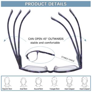 STASTEND 5 Pack Reading Glasses Blue Light Blocking for Women,Computer Readers with Spring Hinge (Multicolor-C3, 1.75, multiplier_x)