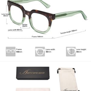 AMOMOMA 2 PACK Retro Oversized Blue Light Blocking Reading Glasses for Women Men,Big Square Computer Womens Readers AM6056 C2+C3 1.75