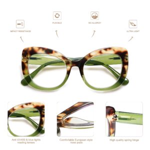 AMOMOMA 3 Pack Stylish Oversized Cat Eye Reading Glasses for Women Fashion Readers Blue Light Square Computer Glases AM6077 C1+C2+C3 1.0