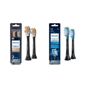 philips sonicare genuine toothbrush heads bundle with a3 premium all-in-one and c3 premium plaque control brush heads (2 brush heads)