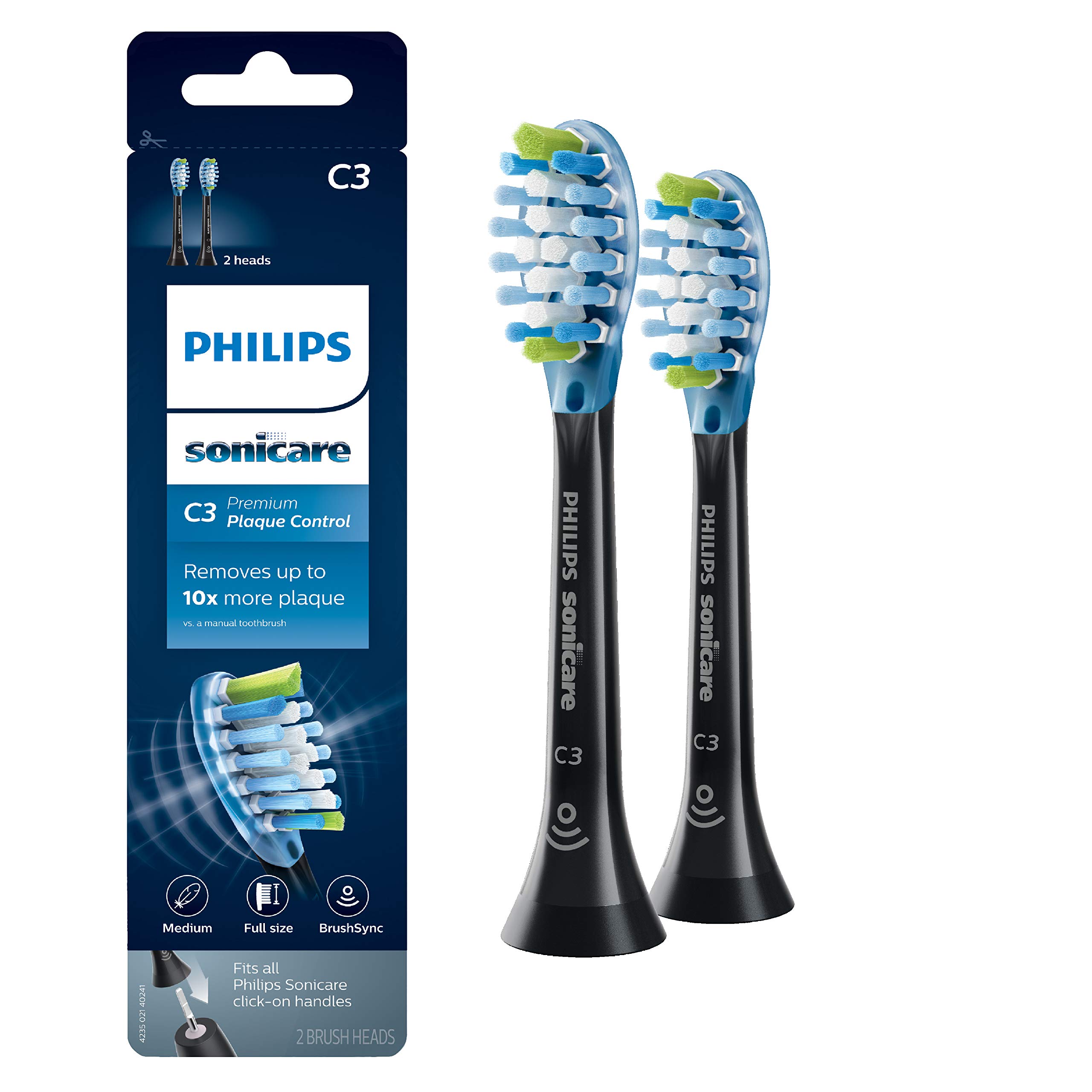 Philips Sonicare Genuine Toothbrush Heads Bundle with A3 Premium All-in-One and C3 Premium Plaque Control Brush Heads (2 Brush Heads)