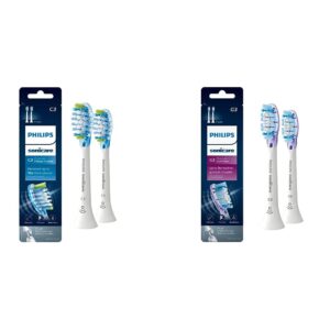 philips sonicare genuine c3 premium plaque control and g3 premium gum care replacement toothbrush heads bundle, 4 brush heads