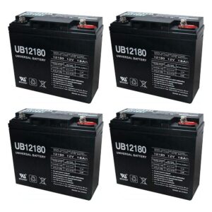 ub12180 12v 18ah internal thread battery for bruno typhoon c3 rwd - 4 pack