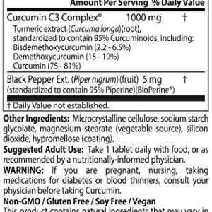 Curcumin from Turmeric Root with Curcumin C3 & BioPerine 1000mg 120 Count by Doctors Best