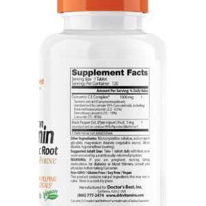 Curcumin from Turmeric Root with Curcumin C3 & BioPerine 1000mg 120 Count by Doctors Best