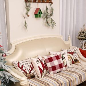 GEEORY Christmas Decorative Pillow Covers 18x18 Inch Set of 4, Gnomes Santa Claus Deer Snowman Winter Holiday Farmhouse Cushion Cases Xmas Decoration for Home GA313-18