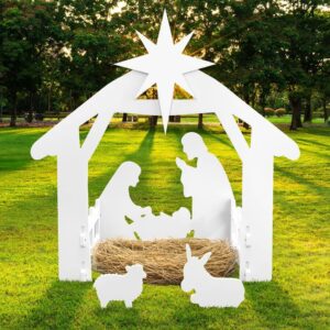 jazipo large nativity scene outdoor, weather-resistant nativity set christmas holy family christmas decorations outdoor for front yard, lawn and church