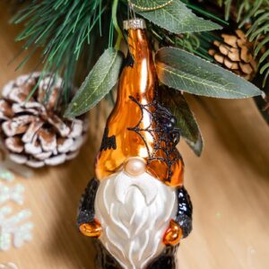 Set of 2 Hand Blown Glass Halloween Gnomes Ornaments for Christmas Tree Decorations, Hanging Glass Halloween Gnome Christmas Ornaments