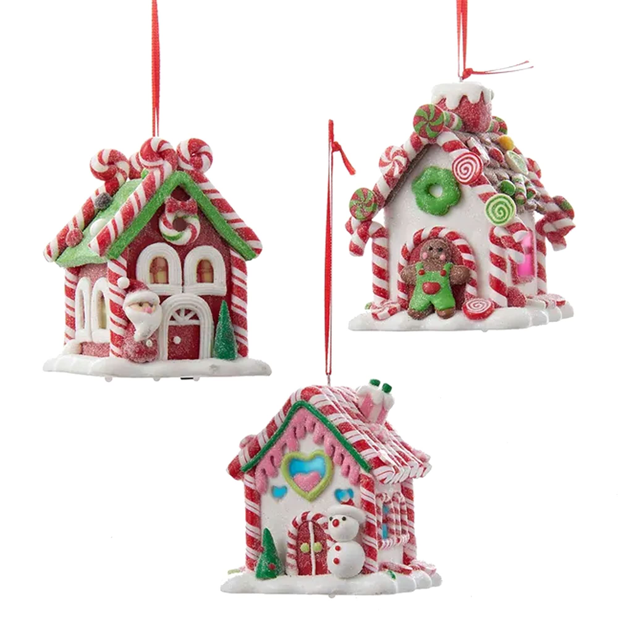 Kurt Adler Claydough LED Gingerbread Houses - 3 Assorted (3.5 Inches)