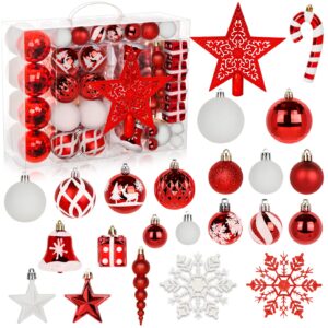 ourwarm 105pcs christmas ball ornaments, shatterproof christmas ornaments sets for christmas tree decorations, holidays, home, party decorations, tree ornaments