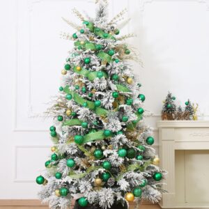 Christmas Ball Ornaments Green Christmas Tree Decorations with Hang Rope-36pcs Shatterproof Christmas Ornaments Set with 6 Styles in 3 Sizes(Small Medium Large)