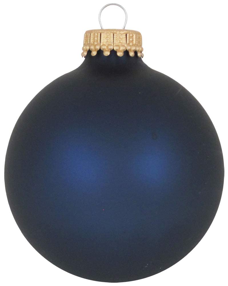 Glass Christmas Tree Ornaments - 67mm / 2.63" [8 Pieces] Designer Balls from Christmas By Krebs Seamless Hanging Holiday Decor (Velvet Midnight Haze Blue)