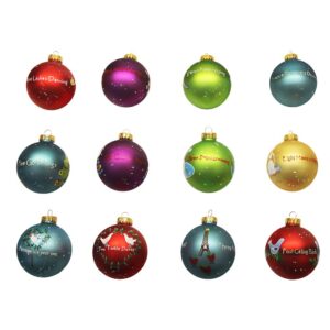 Kurt Adler Twelve Days of Christmas Ball Ornament, 65mm, Set of 12, Glass