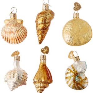 Old World Christmas Mini Ornamen Glass Blown Ornaments for Christmas Tree Assorted Sea Shell Set