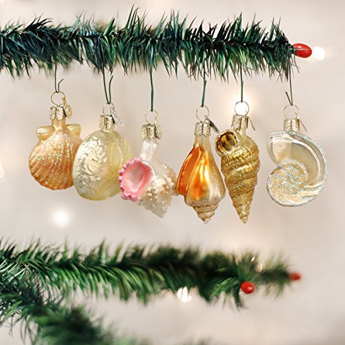 Old World Christmas Mini Ornamen Glass Blown Ornaments for Christmas Tree Assorted Sea Shell Set