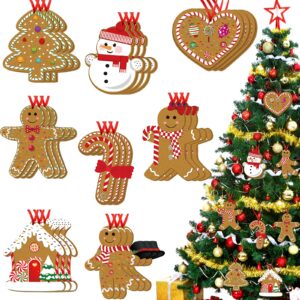 24 pieces gingerbread man christmas ornaments wooden christmas tree decoration set hanging gingerbread house decorations assorted small decor for xmas tree rustic candy cane holiday decorations