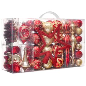 valery madelyn ornaments for christmas trees, 100ct red and gold shatterproof christmas tree decorations, luxury hanging ball ornaments bulk for xmas holiday decor