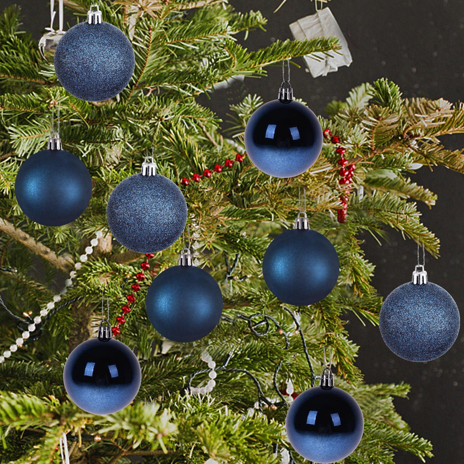 30ct Christmas Ball Ornaments, 2.36" Shatterproof Halloween Tree Decorations, Perfect Hanging Ball for Indoor/Outdoor Holiday Party Decor (Dark Blue)