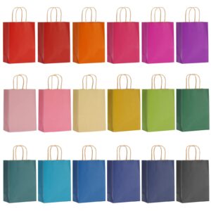 Moretoes 72pcs 18 Colors Small Gift Bags, 8.7 x 6.3 x 3.1 Inches Gift Bags Bulk, Paper Bags with Handles, Party Favor Bags for Birthday, Party