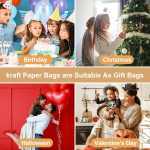 MAQIHAN Small Kraft Bags with Handles 12 pcs Kraft Gift Paper Bags Brown Kraft Bag Small Gift Bag Craft Bags with Candy Birthday Party Favor Christmas Valentines Shopping Small Business Gift Bags