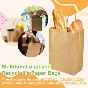 MAQIHAN Small Kraft Bags with Handles 12 pcs Kraft Gift Paper Bags Brown Kraft Bag Small Gift Bag Craft Bags with Candy Birthday Party Favor Christmas Valentines Shopping Small Business Gift Bags