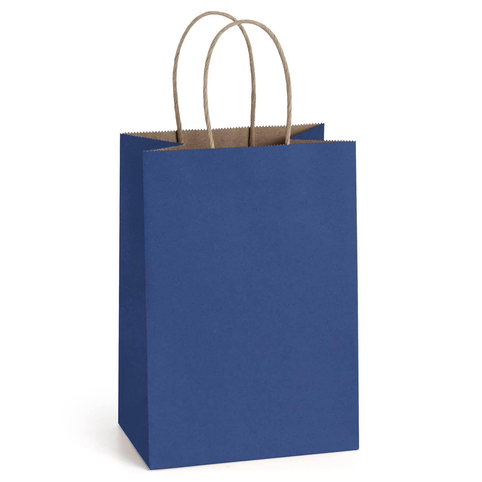 BagDream Kraft Paper Bags 100Pcs 5.25x3x8 Inches Small Paper Gift Bags with Handles Wedding Party Favor Bags Shopping Retail Merchandise Bags Navy Blue Gift Bags Paper Sacks Bulk