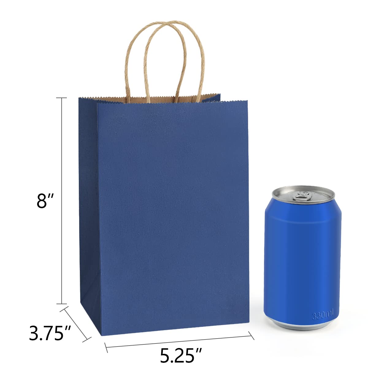 BagDream Kraft Paper Bags 100Pcs 5.25x3x8 Inches Small Paper Gift Bags with Handles Wedding Party Favor Bags Shopping Retail Merchandise Bags Navy Blue Gift Bags Paper Sacks Bulk