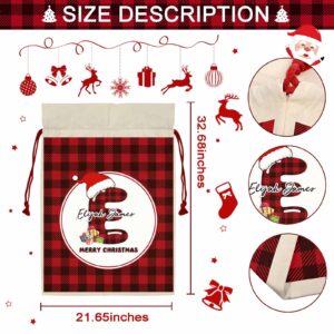 Artsadd Custom Christmas Drawstring Santa Sacks for Kids with Name, Customized Funy Pattern Xmas Ornament Decoration for Family Personalized Santa Sacks for Holiday Present Gifts