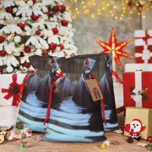 rldobofe christmas gift bags with drawstring baby hippos christmas burlap gift bag christmas drawstring bag for halloween xmas candy bags reusable xmas present bags for party decorations holiday