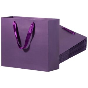 driew large purple gift bags, 12 pack extra large purple gift bag ribbon handles heavy duty paper gift bags 12.6x4.5x11 inches party gift bags for shopping, pakcing,retail