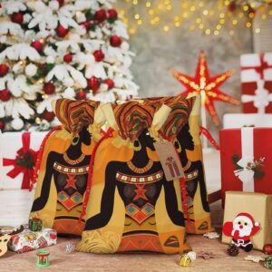 rldobofe christmas gift bags with drawstring african woman christmas burlap gift bag christmas drawstring bag for halloween xmas candy bags reusable xmas present bags for party decorations holiday