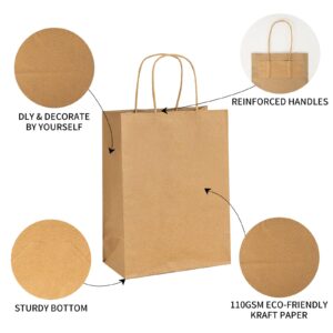 METAPRINT 100 Pack 5.8x3.2x8.25 Inch Small Brown Paper Bags with Handles Bulk, Paper Gift Bags, Kraft Bags for Birthday Party Favors Grocery Retail Shopping Business Goody Craft Bags