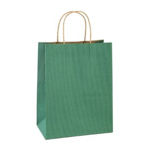 bagdream gift bags 8x4.25x10.5inches 25pcs paper bags, shopping bags, kraft bags, retail bags, green stripes paper gift bags with handles, 100% recyclable paper bags