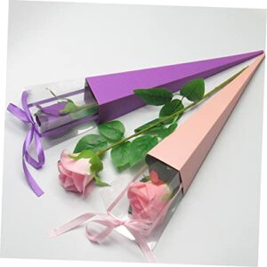 ABOOFAN 24 Pcs Bouquet Gift Box Floral Bouquet Wrapping Paper Bouquet Wrapping Bag Flower Bouquet Floral Tissue Paper for Gift Bags Clear Gift Boxes Pearl Paper Roses Pink Packing Box