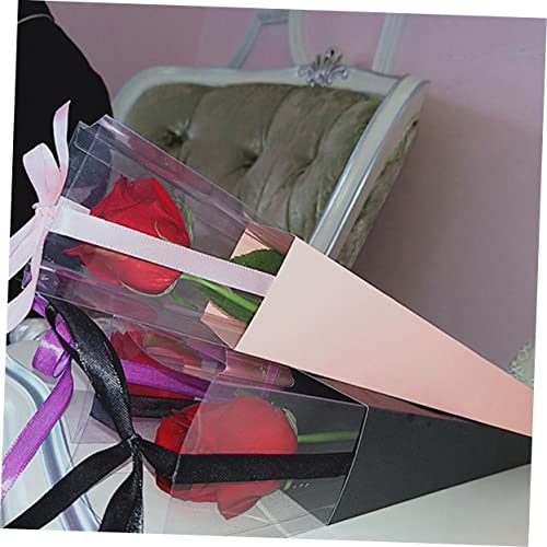 ABOOFAN 24 Pcs Bouquet Gift Box Floral Bouquet Wrapping Paper Bouquet Wrapping Bag Flower Bouquet Floral Tissue Paper for Gift Bags Clear Gift Boxes Pearl Paper Roses Pink Packing Box