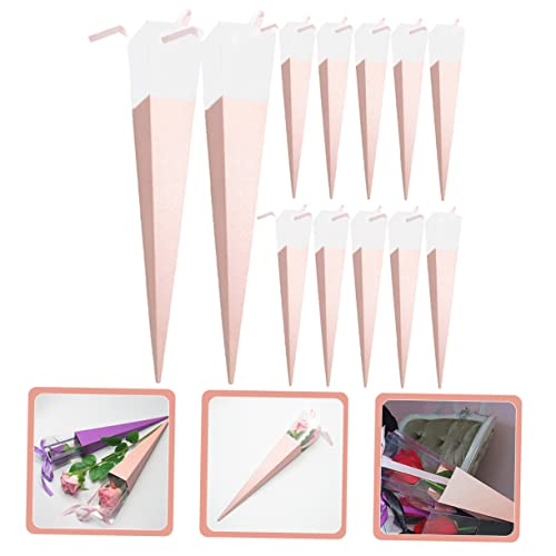 ABOOFAN 24 Pcs Bouquet Gift Box Floral Bouquet Wrapping Paper Bouquet Wrapping Bag Flower Bouquet Floral Tissue Paper for Gift Bags Clear Gift Boxes Pearl Paper Roses Pink Packing Box