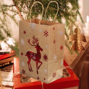 LUOZZY 24pcs Christmas Wrapping Bags Gift Storage Pouches Handheld Packing Pouches Krafts Paper Gifts Bags for Xmas