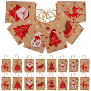 LUOZZY 24pcs Christmas Wrapping Bags Gift Storage Pouches Handheld Packing Pouches Krafts Paper Gifts Bags for Xmas