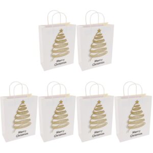 solustre 6 pcs christmas gift bag paper gift pouch wrapping bags for presents christmas party favors bags santa snack bags christmas favor bags white card portable christmas utenciles