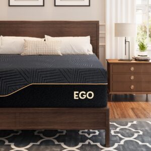 egohome 14 inch firm queen mattress, memory foam mattress with cooling cover, bed in a box, certipur-us certified, breathable and supportive, made in usa, 60x80x14 black