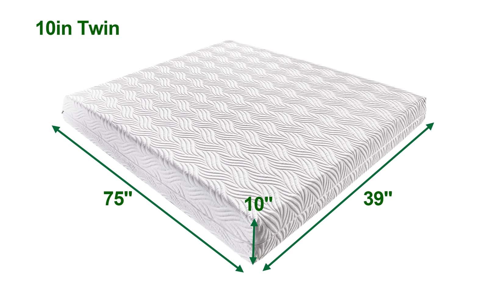 KNAMOTL 10 Inch Memory Foam Mattress, Green Tea Memory Foam Mattress, Gel Memory Foam Mattress, Fiberglass Free Mattress, CertiPUR-US Certified, Bed in a Box (Twin)