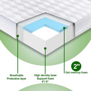 KNAMOTL 10 Inch Memory Foam Mattress, Green Tea Memory Foam Mattress, Gel Memory Foam Mattress, Fiberglass Free Mattress, CertiPUR-US Certified, Bed in a Box (Twin)