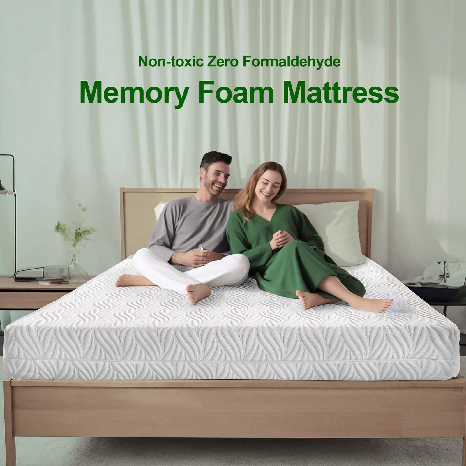 KNAMOTL 10 Inch Memory Foam Mattress, Green Tea Memory Foam Mattress, Gel Memory Foam Mattress, Fiberglass Free Mattress, CertiPUR-US Certified, Bed in a Box (Twin)