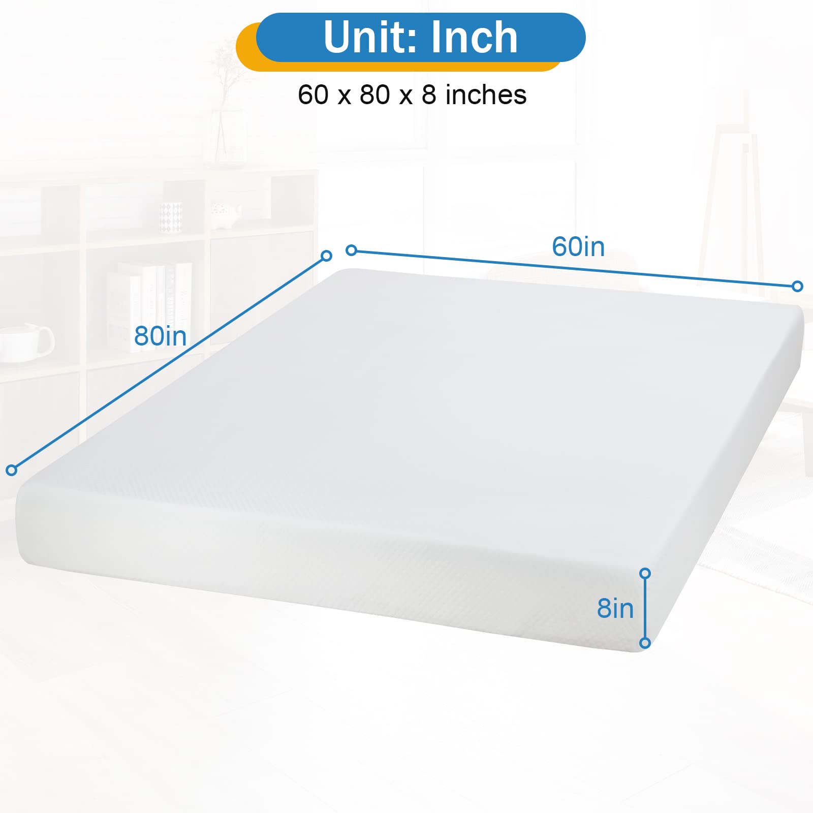 Queen Mattresses, 8 Inch Gel Memory Foam Mattress for Pressure Relief, Medium Firm Mattress in a Box, CertiPUR-US Certified, Fiberglass Free, with Washable Cover