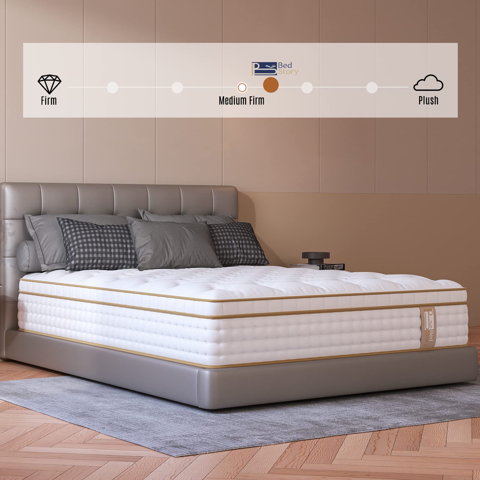 BedStory 14 Inch Queen Mattress, [Ultra-Durable] Fresh Gel Memory Foam and Innerspring Mattress in a Box, Supportive, Comfortable, and Cool Mattresses for Relaxing Your Body Pressure, Made in USA